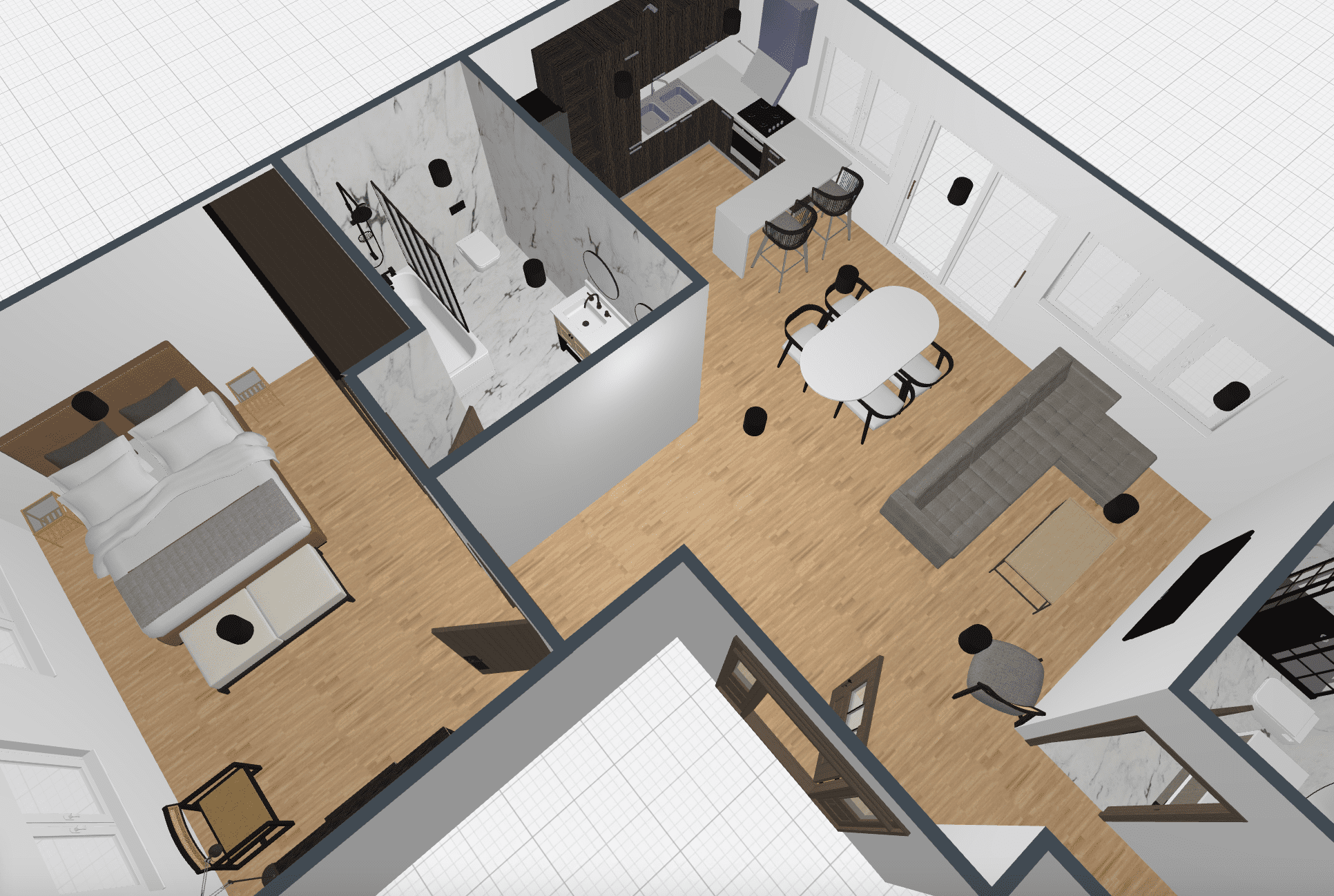 Cómo diseñar un plano de casa con pieza, cocina y baño